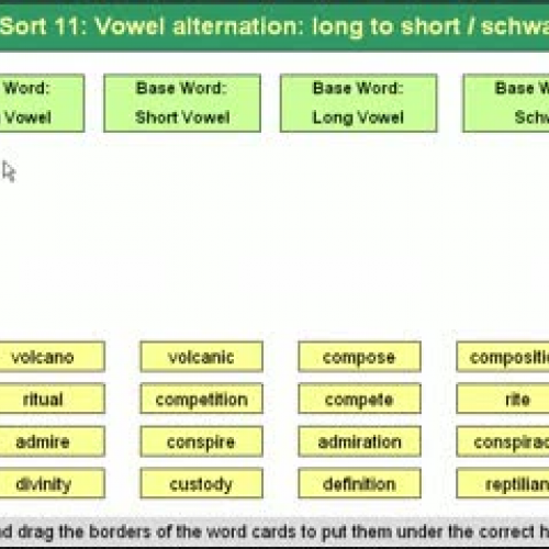 Forest Sort 11 Vowel Alternations