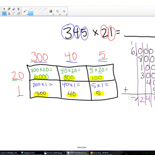 Box Method Multiplication 3 By 2 Digit 