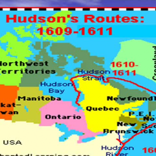Map Of Where Henry Hudson Explored