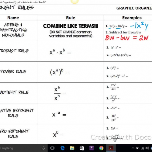 Adding Subtracting Monomials